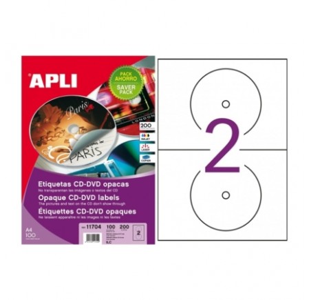 ETIQUETAS CD APLI 117mm C/2 X FOLHA 100 FLS